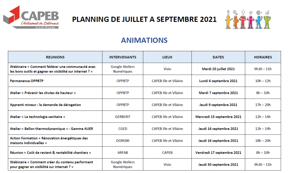 CAPEB ・ Réunions d'informations